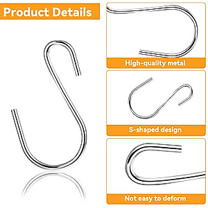 JIYIN 60Pcs Mini S Hooks, 1 Inch Small S Hooks for Hanging Small Metal Hooks Mini S Hooks Silver, S Shaped Mini Hooks for DIY Crafts Jewellery Hanging Key Chain and Name Plate(Silver)