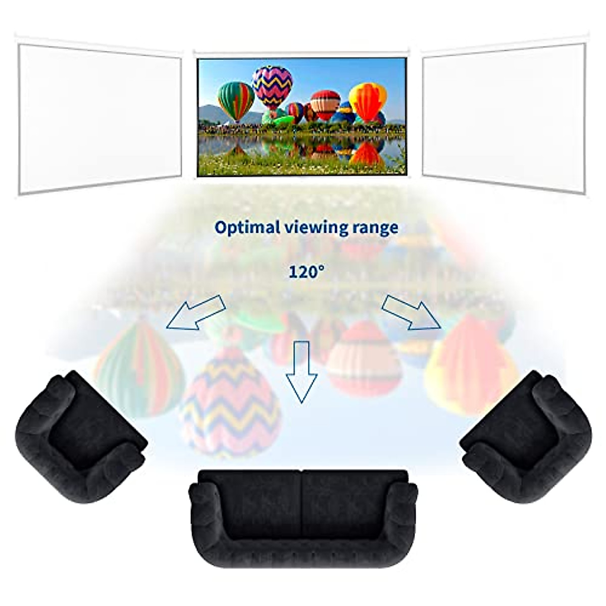 VIVO 80 inch Projector Screen, Diagonal 16:9 Projection HD, 4K 3D 1080P HD Manual Pull Down Matte White Home Theater VIVO, PS-M-080