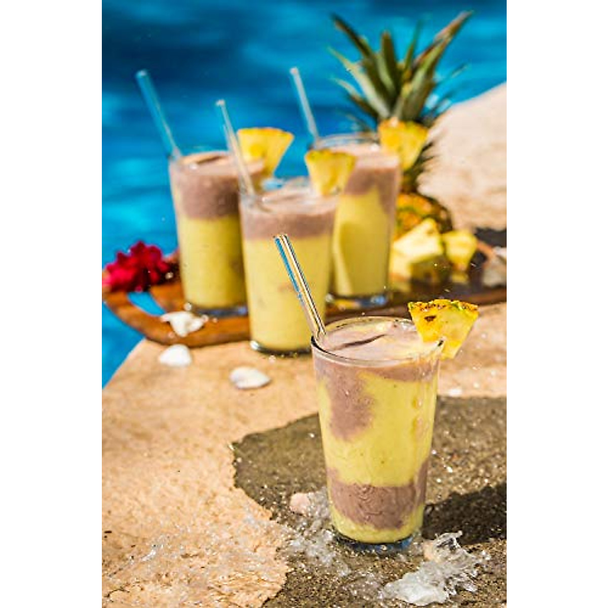 Hummingbird Glass Straws Clear Straight 9" x 7 mm Long Reusable Straw Designed for Yeti and Starbucks Style Tumblers Made Wth Pride in USA - 4 Pack With Cleaning Brush