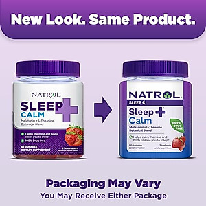 Natrol Sleep+ Calm Melatonin Gummies for Adults, Sleep Gummies, Strawberry Flavor, 60 Gummies, 30 Day Supply