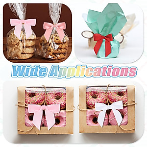 cobee 50 Pcs Twist Tie Bows Decoration for Crafts, 3.5" Pre-Tied Ribbon Bows Wedding Favors Ribbon Bows for Gift Wrapping, Bridal Shower, Baby Shower, Halloween, Thanksgiving, Christmas(Pink Mixed)