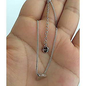 Amkaka Minimalist 925 Sterling Silver Tiny Geometric Triangle Necklace for Women