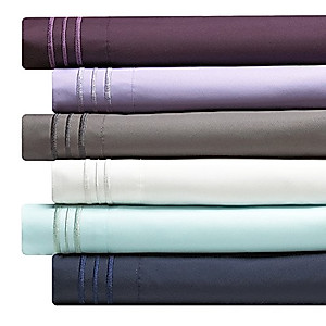 Clara Clark Premier 1800 Series, Queen Size 4 Pc. Sheet Set, Purple, Vend_cc_sht-queen-18-purpl