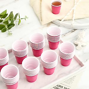 100 Pack 2oz Pink Plastic Shot Cups, Mini Cups for Birthday, Bachelorette Party, Hot Pink Party Cups, Bachelorette Party Cups, Disposable Shot Cups, Baby shower, Tasting Jello Shots, Engagement Party