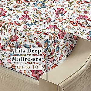 YIYEA Twin Sheets - Floral Print - Luxury Brushed Microfiber Bed Sheets - Lightweight Breathable Cooling Twin Sheets Set - 16" Deep Pocket, Shrinkage, and Fade Resistant - 3 Pc
