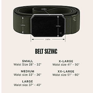 Groove Life Groove Belt Black/Olive - Men's Stretch Nylon Belt with Magnetic Aluminum Buckle, Lifetime Coverage - X-Large (41-50")