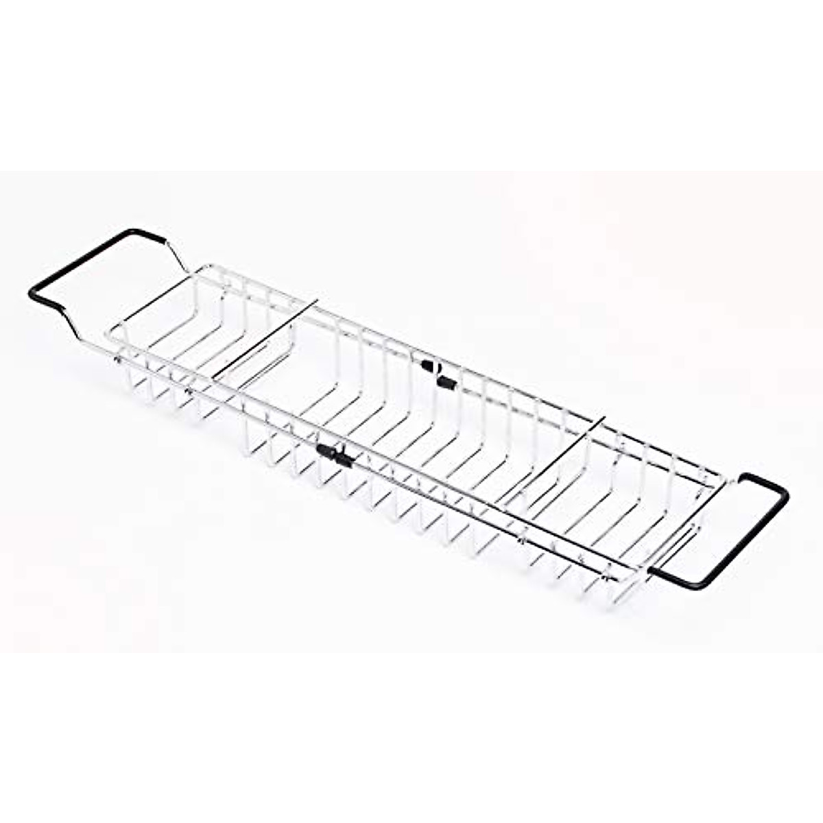 Basicwise Expandable Metal Bathtub Caddy with, Rubber Handles, Chrome (QI003491)