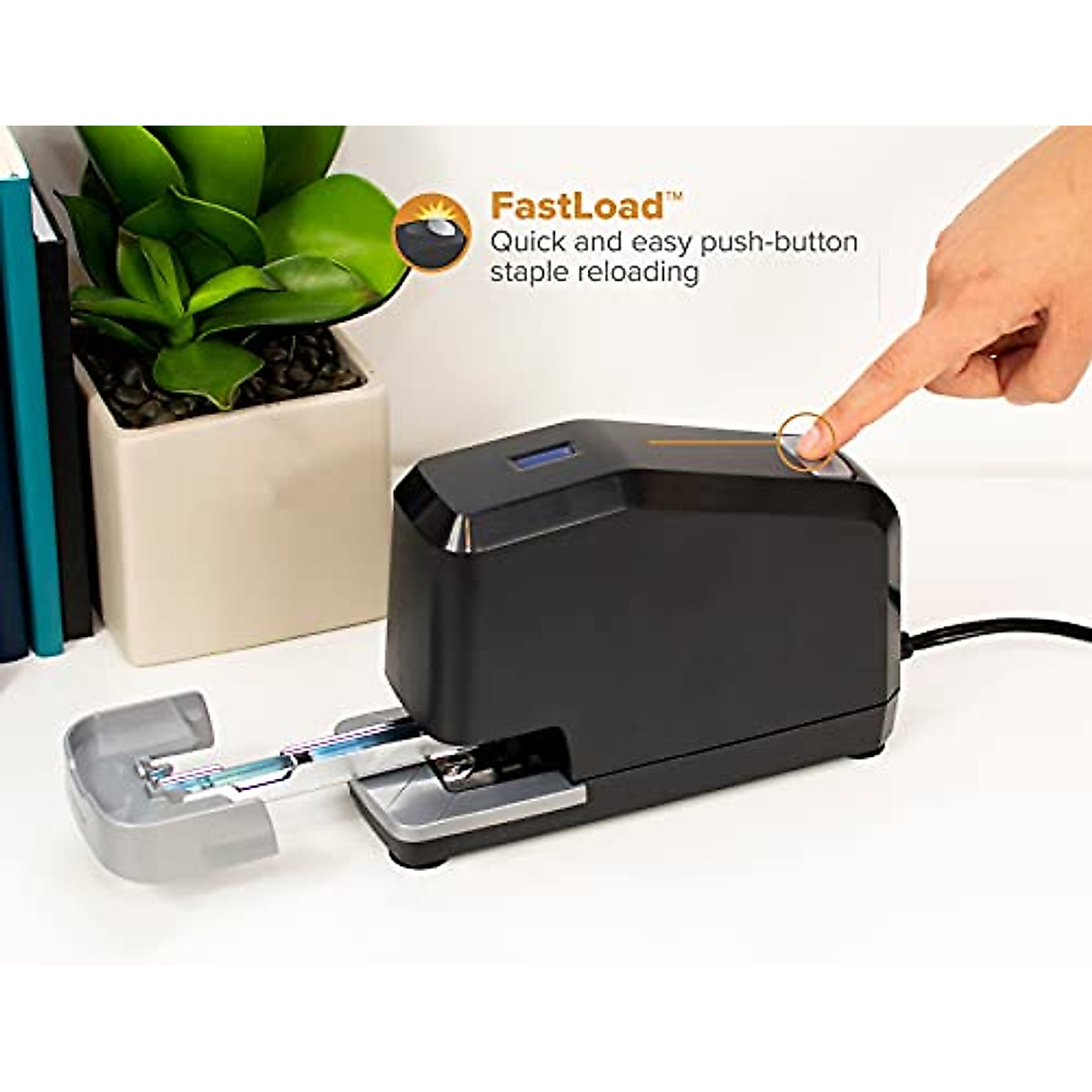 Bostitch Office Impulse Heavy Duty Electric Stapler Value Pack, 45 Sheet Capacity, Includes 5,000 Staples & Staple Remover, No-Jam, Faster Stapling, Black