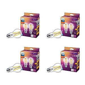 Philips LED Flicker-Free Clear Dimmable A19 Light Bulb - EyeComfort Technology - 800 Lumen - Soft White (2700K) - 8W=60W - E26 Base - Title 20 Certified - Ultra Definition - Indoor - 8-Pack