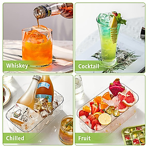 CTSZOOM Ice Cube Tray with Lid and Bin &Scoop, 64 pcs Ice Cubes Molds 2 Trays, Ice Cube Tray Mold for Freezer with One Large Square Ice Cube Molds for Whiskey, Cocktail (Green)