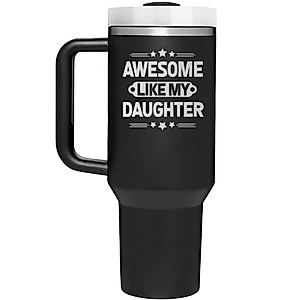 BETHEGIFT Gifts for Dad from Awesome Daughter - Dad Gifts from Daughter - Birthday Gifts for Dad from Daughter - Funny Cool Gifts for Dad - Dad Tumbler 40oz with Handle, Black