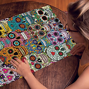 Day of The Dead Sugar Skull Puzzles for Adults 1000 Pieces, Halloween Horror Skeleton Puzzle of Mexican Sugar Skulls Poster, Dia De Los Muertos Jigsaw Puzzle Grateful Dead as Skull Decor