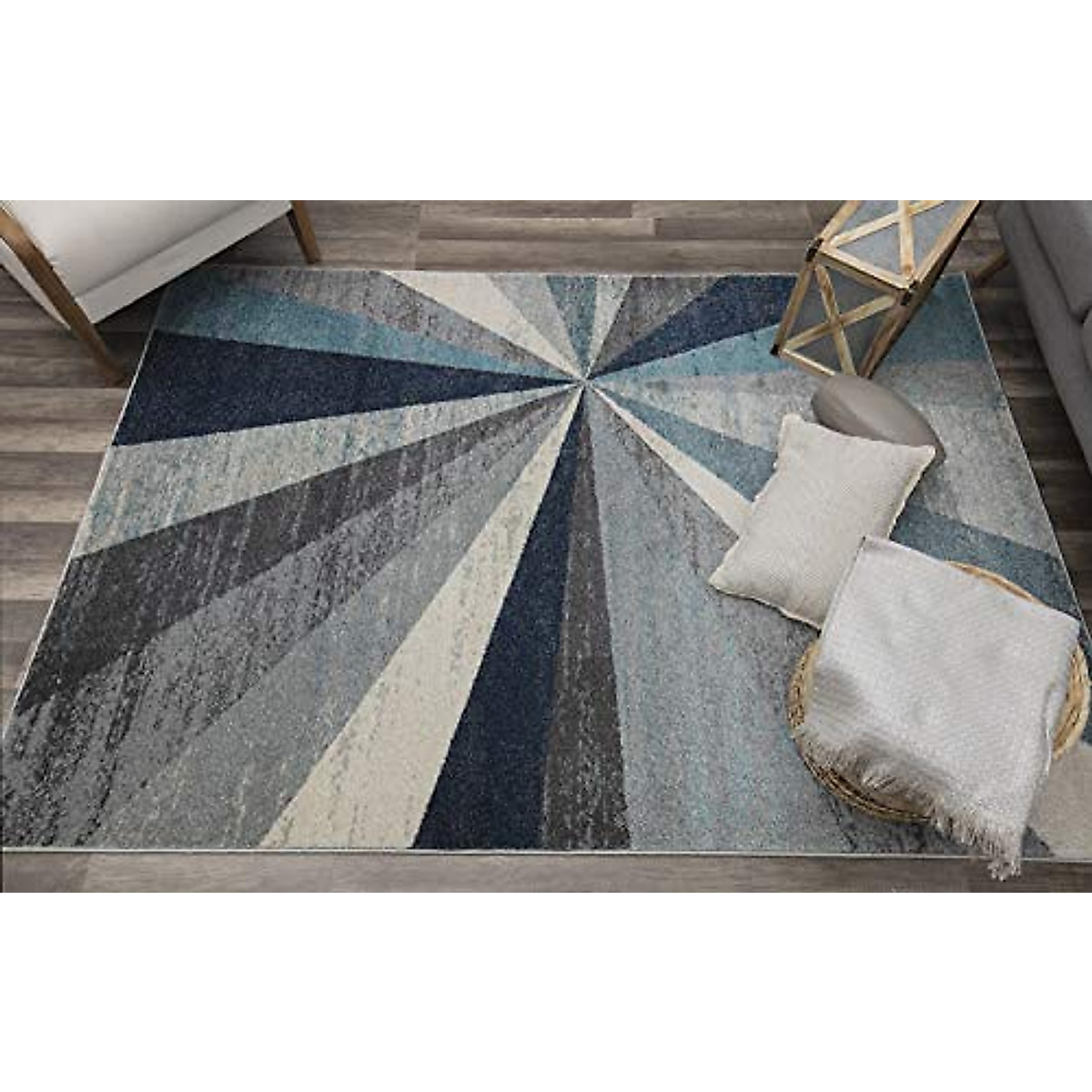 Rugs America Rays Contemporary Geometric Rug Hale Blue KA20A 8'0"X10'0" Area Rug