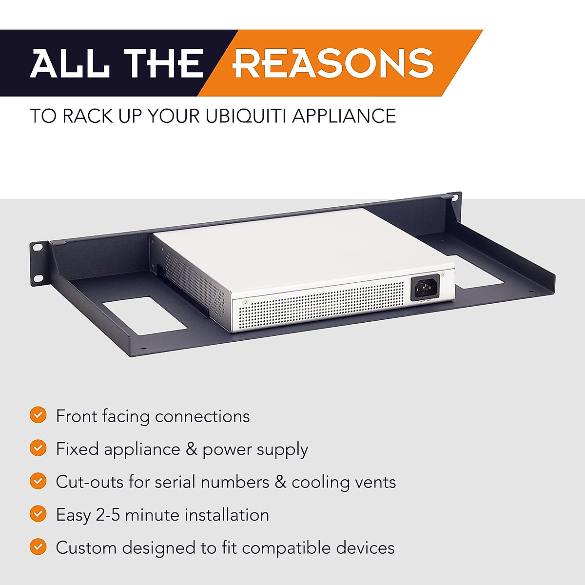 R RACKMOUNT·IT | RM-UB-T2 | Rack Mounting Kit for UniFi Switch 8-150W
