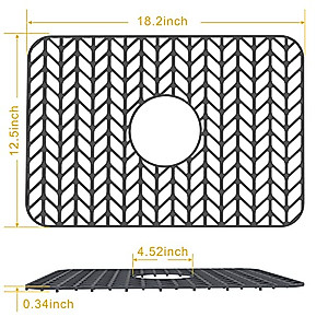Silicone Sink Mat Protectors for Kitchen 18.2''x 12.5'' JOOKKI Kitchen Sink Protector Grid for Farmhouse Stainless Steel Accessory with Center Drain