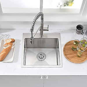 Aschael Bar Sink Drop In,18x18x10 Inch Top Mount Kitchen Sink 16 Gauge Stainless Steel Sink Single Bowl Kitchen Sinks, Deep Kitchen Sink Bar Prep Sink RV Sink