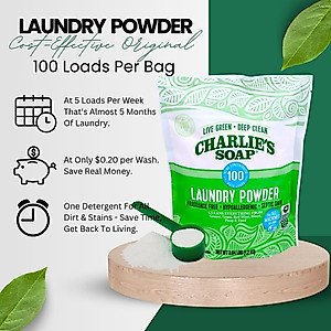 Charlie's Soap Laundry Powder (100 Loads, 2 Pack) Hypoallergenic Deep Cleaning Washing Detergent – Eco-Friendly, Safe, and Effective
