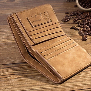 Iumer Men's Wallet Slim PU Rfid Blocking Simple Design Bifold Side Flip Front Pocket Wallets,Brown