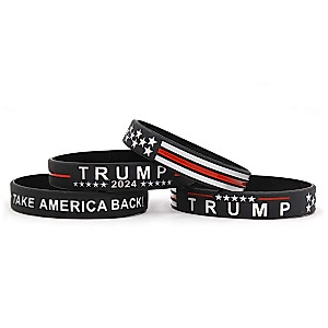 Yangmics Direct Trump NEEDS SUPPORT - 4 Trump Take America Back for President 2024 Silicone Bracelets - Inspirational Motivational Wristbands - Adults Unisex Gifts for Men Women