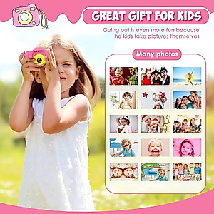 Desuccus Kids Camera, Christmas Birthday Gifts for Girls, Toys for 3 4 5 6 7 8 Year Old Girls, Digital Camera for Toddlers Toys for Girls with 32GB SD Card（Pink）