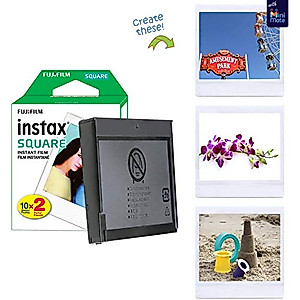 Fujifilm Instax Square SQ1 Instant Camera Glacier Blue with Carrying Case + Fuji Instax Film Value Pack (40 Sheets) Accessories Bundle, Photo Album, Assorted Frames + More