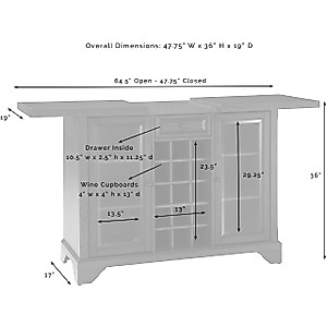 Crosley Furniture Alexandria Sliding Top Bar Cabinet with Storage Shelves, Drawer, and Wine Rack, Vintage Mahogany