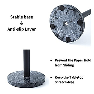 BETTWILL Paper Towel Holder with Marble Base, Kitchen Standing Paper Towel Roll Holder, Black Paper Towel Holder for Kitchen Countertop, Standard or Jumbo-Sized Roll Holder, Black Kitchen Accessories