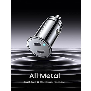 USB C Car Charger, 56W Smallest AINOPE USB C Cigarette Lighter Adapter Fast Charger, PD 3.0 Dual Car Charger USB C Compatible with iPhone 14/13 Pro/12/12 Pro/12 Mini, Galaxy S20/S10, iPad Pro