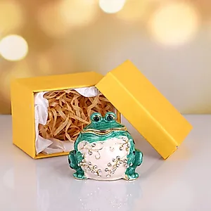 ELLDOO Mini Frog Trinket Box, Metal Enameled Decorative Box Ring Earrings Jewelry Organizer, Figurine Collectable Keepsake Home Decor