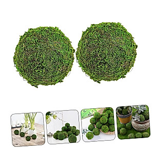 Abaodam Wedding Mossy Balls 2pcs Artificial Home Decor Artificial Green Plant Fake Mossy Balls Floral Mosses Ball Decoration Fake Moss Balls Decorative Moss Balls Grass Ball Wedding Foam