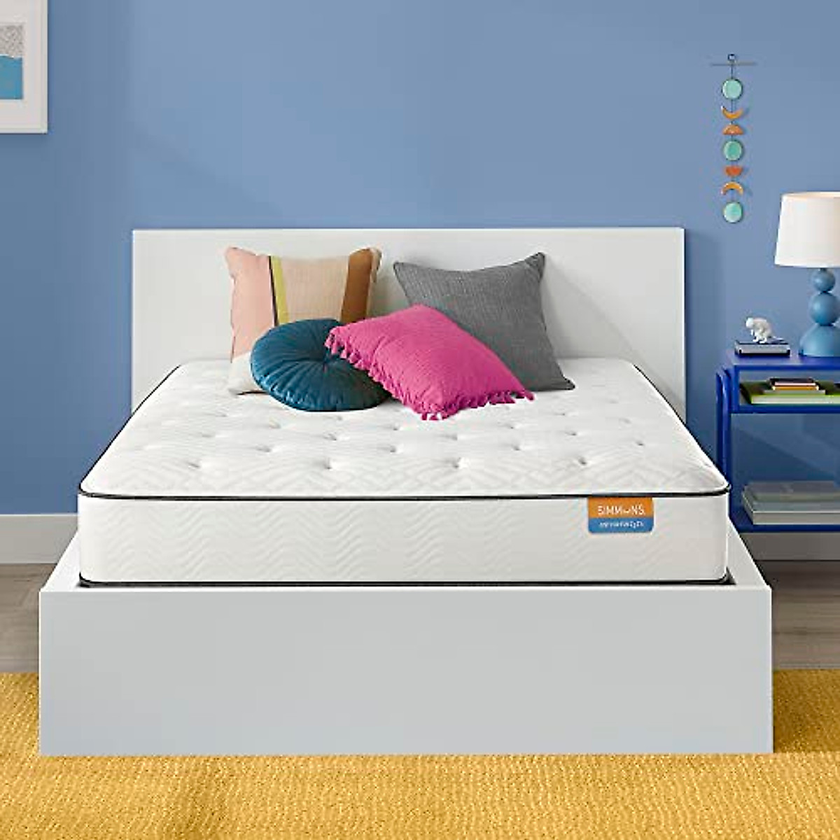 Simmons Dreamwell Collection, 11 Inch Alexandria Queen Size Traditional Mattress, Firm Feel, White, Memory Foam, Innerspring, Supportive, Cooling, CertiPUR-US Certified