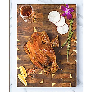 Kitory Heavy Duty Cutting Boards - Large Size Acacia Wood Board Corrosion Resistance High Toughness - Ultra Thick Kitchen Cutting Board - Ideal for Chopping Bones, Cutting Meat, Vegetables, Fruits