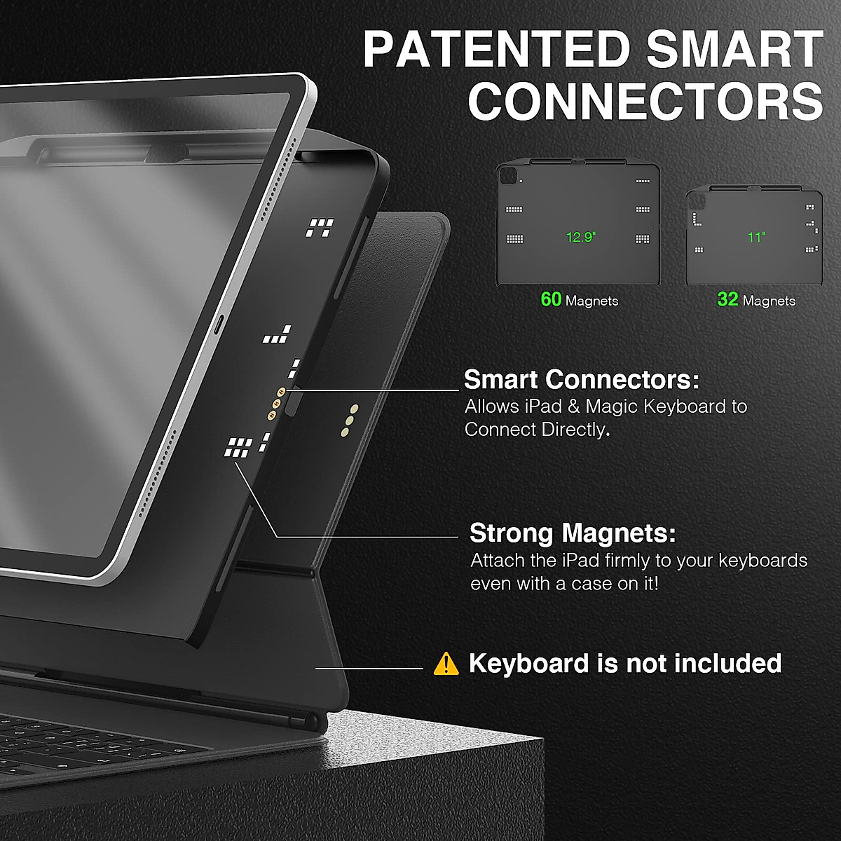 SWITCHEASY CoverBuddy Lite for iPad Pro 12.9" Case Compatible with Magic Keyboard & Smart Keyboard Folio (Keyboard Not Included) | with Pencil Holder | ONLY for 2021-2022 iPad Pro 12.9" (Black)