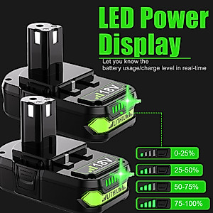 NEW Upgraded 3.5Ah 18V Battery for Ryobi 18V Battery Lithium-ion Battery for Ryobi 18V ONEPLUS Battery P102 P108 P189 P190 P197 P100 P107 for 18V Ryobi Battery Replacement Cordless Tool Battery 2PACK