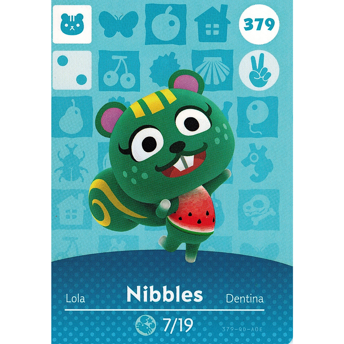 Nintendo Animal Crossing Happy Home Designer Amiibo Card Nibbles 379/400 USA Version