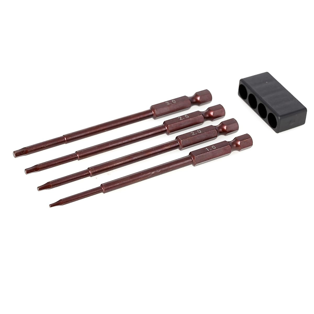 LCX Racing 4pc 1/4" Metric Hex Bit Set, Electric Screwgun, Power Drill RC Hobby RC Model RC Truck (1.5 2.0 2.5 3.0mm)