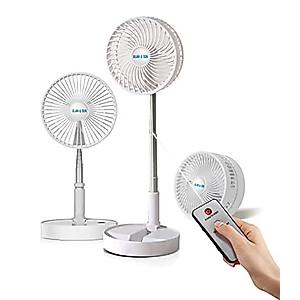 Olam & Son Portable Folding Backup Fan Foldable Height Adjustable Tripod 7200mAh Mini USB Rechargeable Operated Fan For Office Home, white, ZK-20321