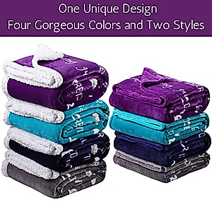 FILO ESTILO Gifts for Grandma, Grandma Blanket, Grandma Gifts for Mothers Day, Birthday, Christmas from Grandchildren, Grandmother Throw Blanket 60x50 Inches (Fleece, Purple)