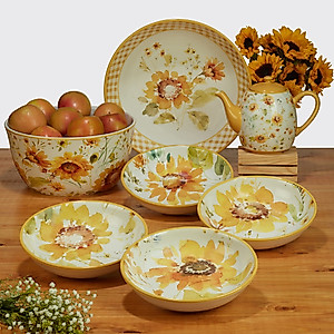 Certified International Sunflowers Forever 24 oz. Soup/Cereal Bowls, Set of 4