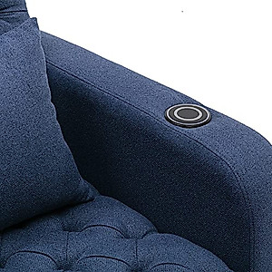HAUSHECK, 3-in-1 Convertible Adjustable Backrest, Armrest Pocket & Pillow, Single Armchair Sleeping Chairs for Adults, Sleeper Sofa Bed for Living Room Apartment, 40.16''L x 57.09''W x 38.04''H, Navy