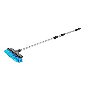 Camco RV Flow-Through Wash Brush | Features an Adjustable Handle, a Standard Garden Hose Connection, and an On/Off Button to Control Water Flow (43633)