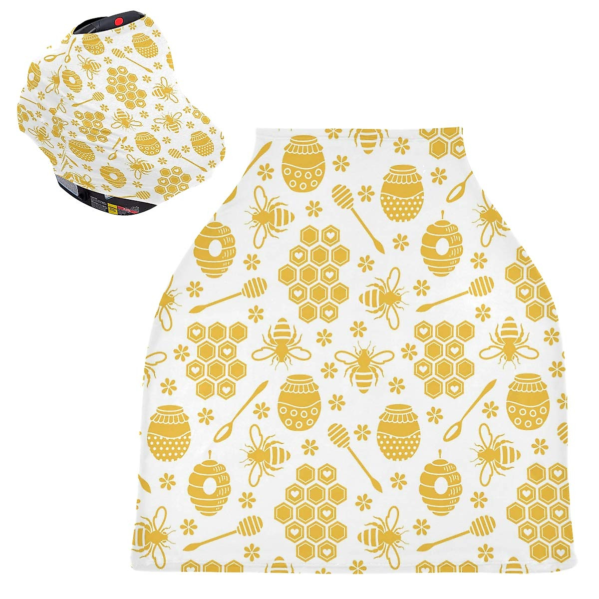 Nursing Cover Breastfeeding Scarf Honey Bee- Baby Car Seat Covers, Stroller Cover, Carseat Canopy (36)