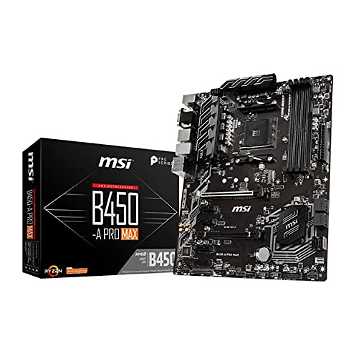 MSI ProSeries AMD Ryzen 2ND and 3rd Gen AM4 M.2 USB 3 DDR4 D-Sub DVI HDMI Crossfire ATX Motherboard (B450-A Pro Max) (B450APROMAX)