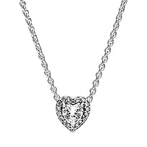 Pandora Jewelry Elevated Heart Cubic Zirconia Necklace in Sterling Silver, 17.7", No Box