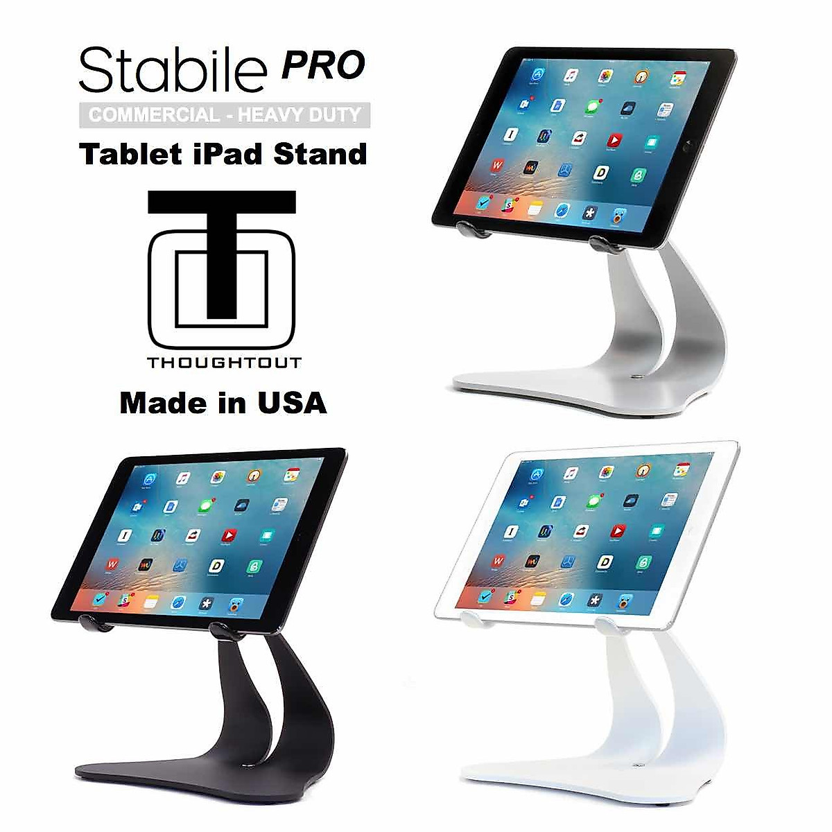 Thought Out Stabile PRO Pivoting iPad Stand - Black - Made in USA - Compatible with Apple iPad