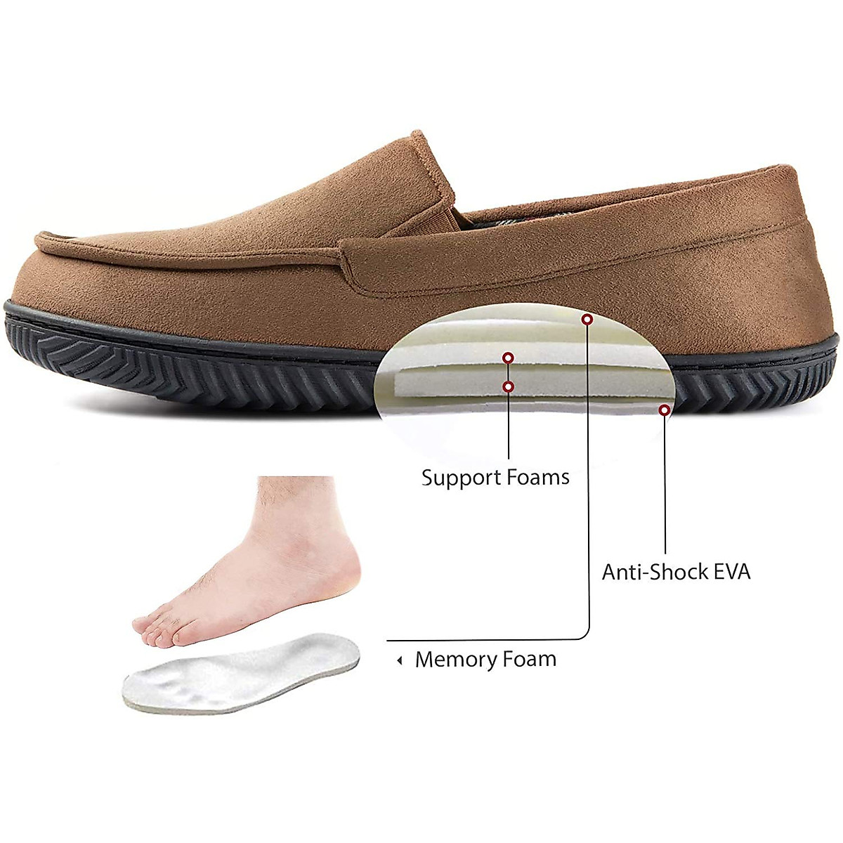 RockDove Men's Alexander Flannel Lined Loafer Slipper, Size 11 US Men, Coffee