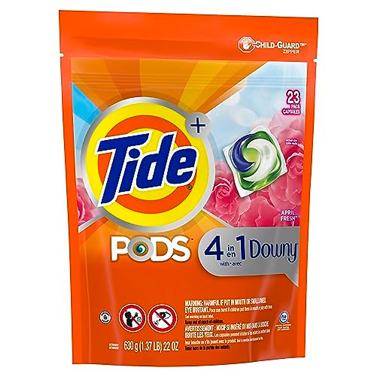 Tide PODS with Downy, Liquid Laundry Detergent Pacs, April Fresh, 23 count