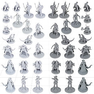 Path Gaming 40 Fantasy Tabletop Miniatures for Dungeons and Dragons . 28MM Scaled 10 Unique Designs, Bulk Unpainted