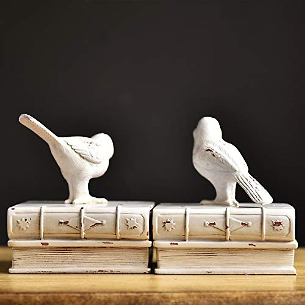Unique White Bird Design Bookends for Home Decor
