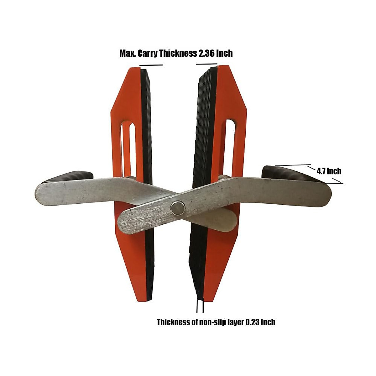 E-Found 2PCS Doubld Handed Carrying Clamps,2.36 inch Granite Stone Panel Carriers Lifing Tools for Granite Stone Quartz Worktops Slabs Marble with Rubber-lined 770lbs Moving Glass Clamp